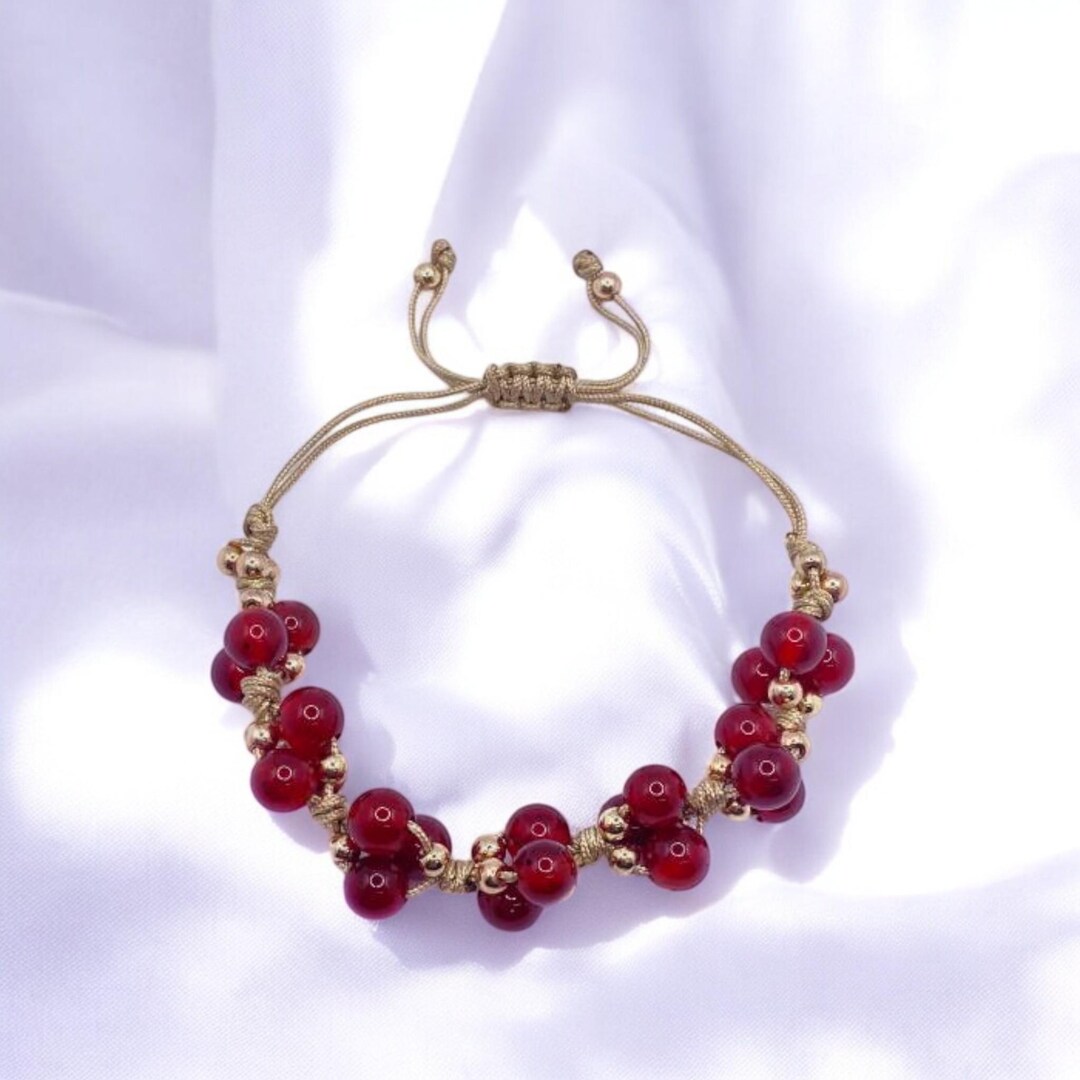 Adjustable Red Agate Stone Staircase Bracelet – Perfect Valentine’s Day ...