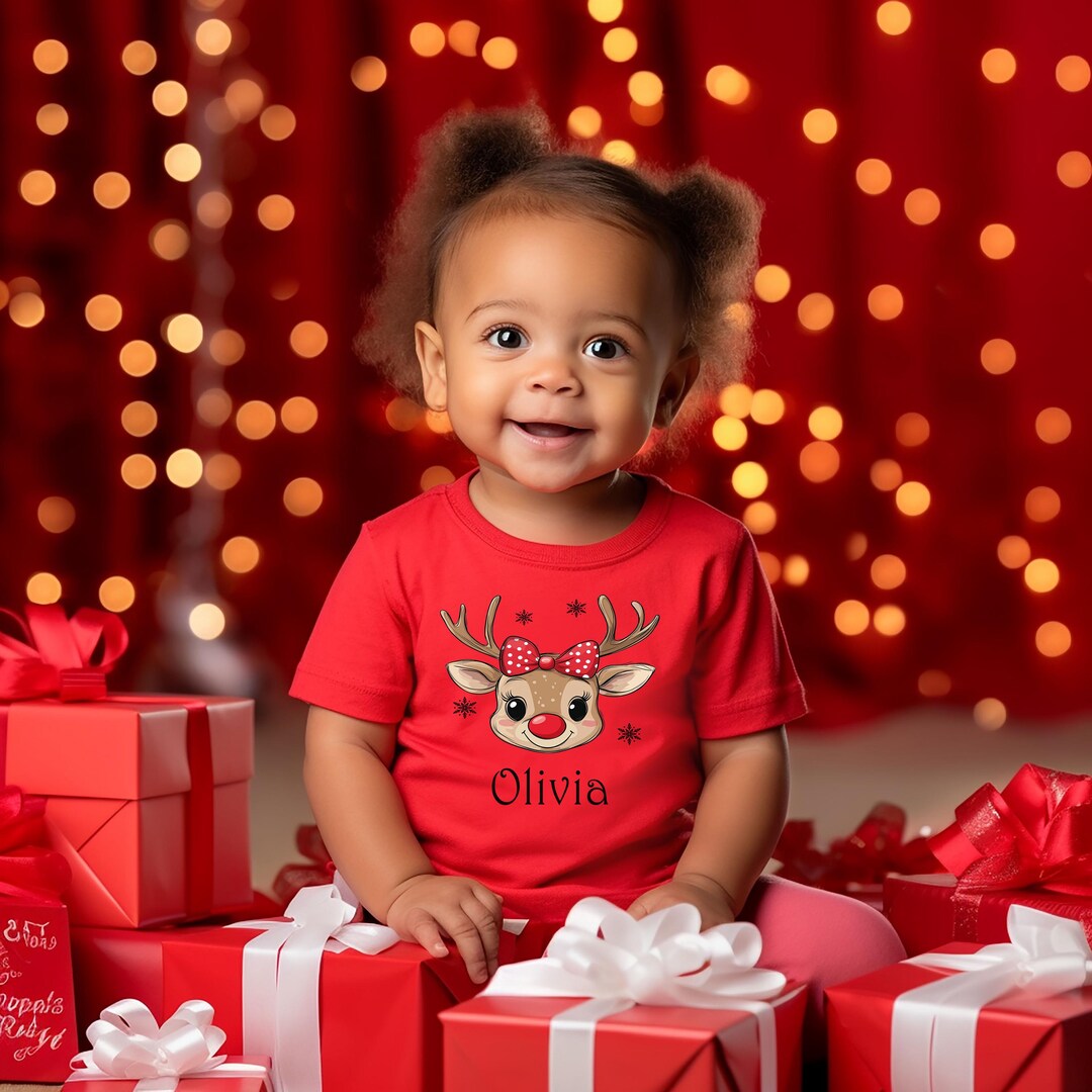 Reindeer Names Christmas Red Jumper T-shirt Christmas Tee, Santa ...