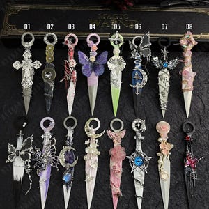 Cthulhu Inspired Blue Dagger With Dragon & Cross - Handcrafted Gift for ...