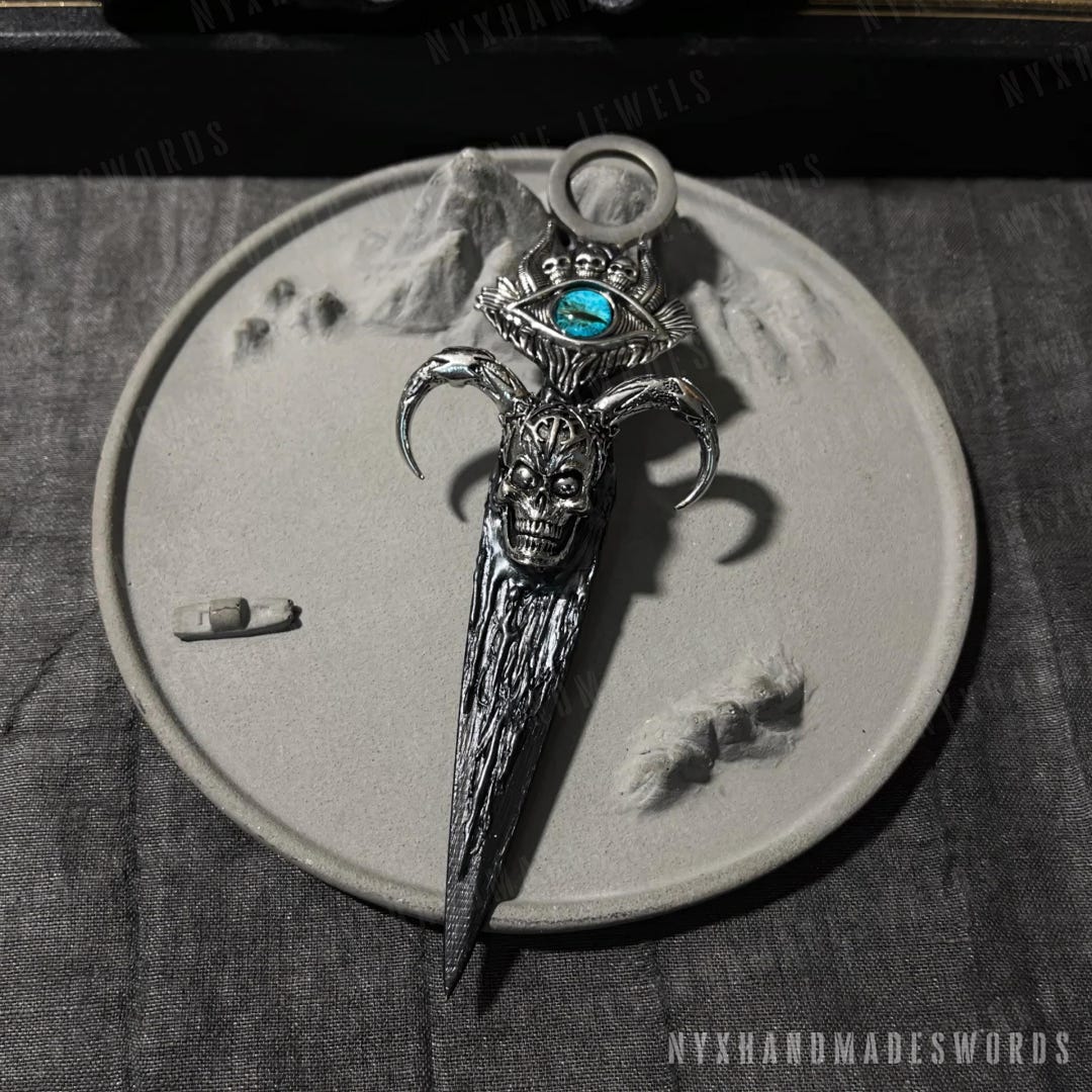 Cthulhu Inspired Demon Dagger With Blue Eye Weird Silver Dagger Gift ...