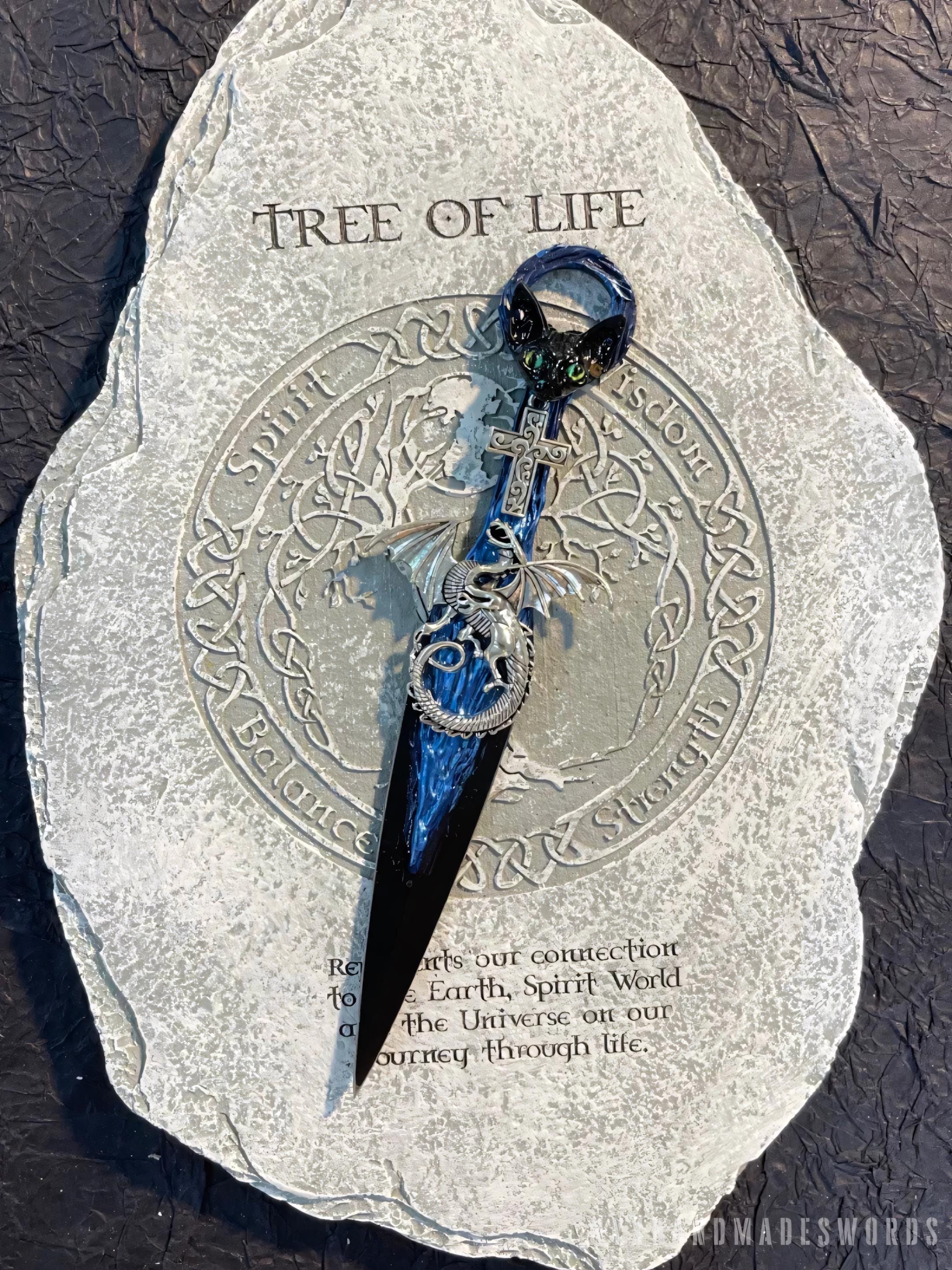 Cthulhu Inspired Blue Dagger With Dragon & Cross Handcrafted Gift for ...