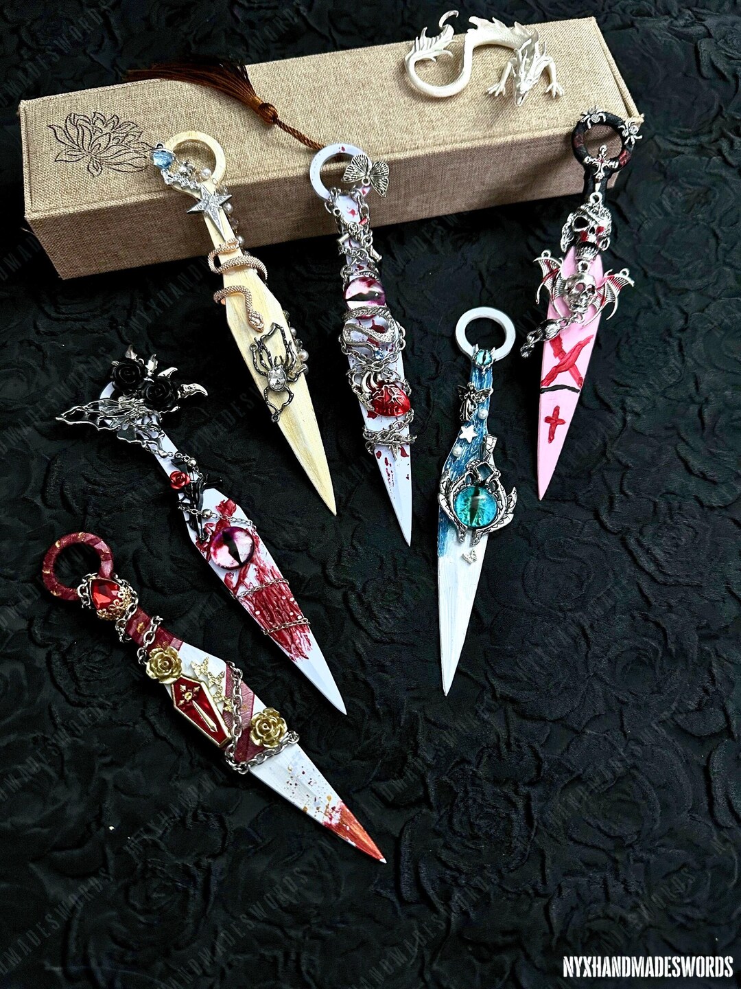 Y2K Gothic Pink Coffin Athame Dagger With Chains & Skull, Witchy ...