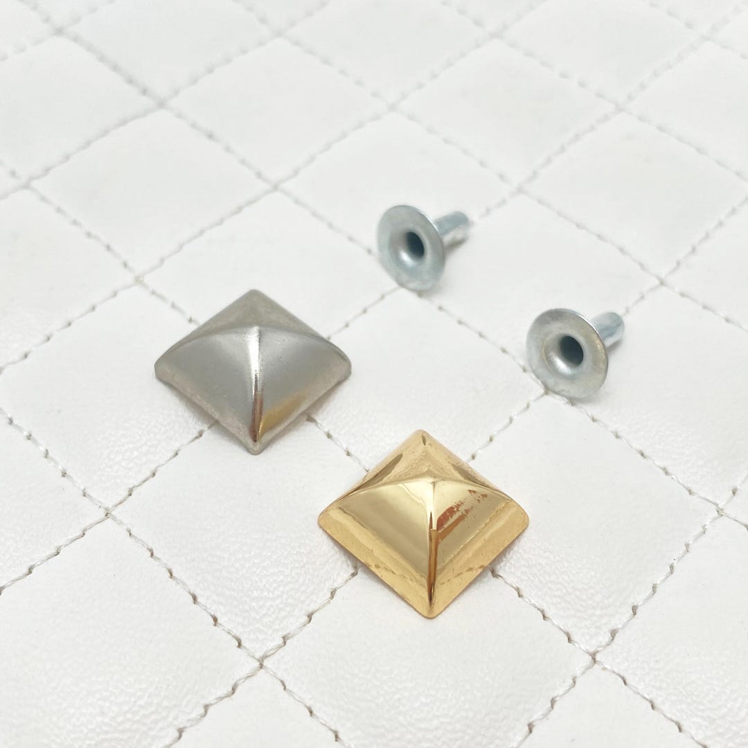 12mm Iron Pyramid Rivets: Nickel & Gold Leather Studs - Etsy