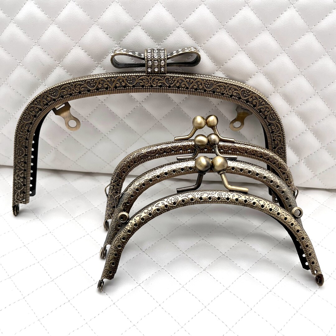 Antique Bronze Metal Coin Purse Frame: Kiss Clasp Closure, DIY Bag ...