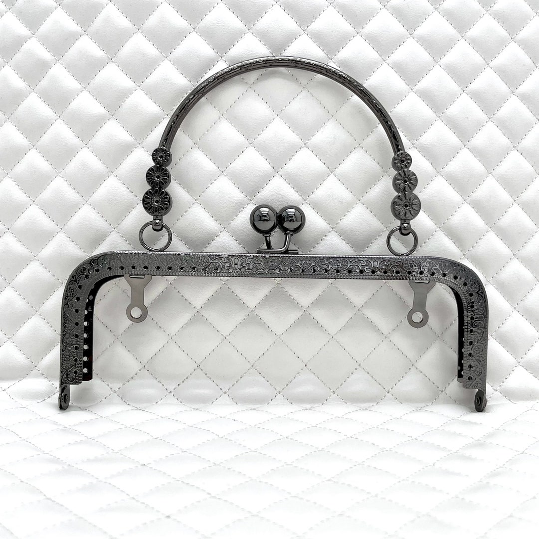 7" Gunmetal Metal Purse Frame: Kiss Clasp Bag Handle - Etsy