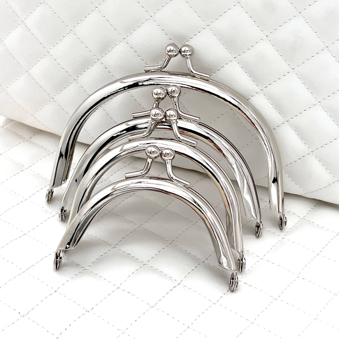 Silver Metal Half Round Purse Frame: Kiss Clasp Lock - DIY Bag Making ...