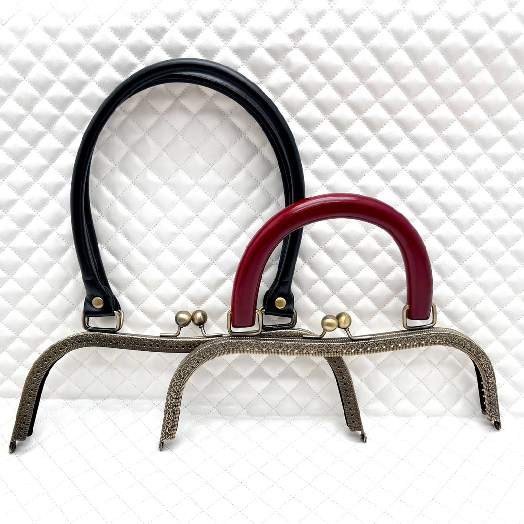 Metal Kiss Clasp Coin Purse Frame With Leather Handle - Anti Bronze ...