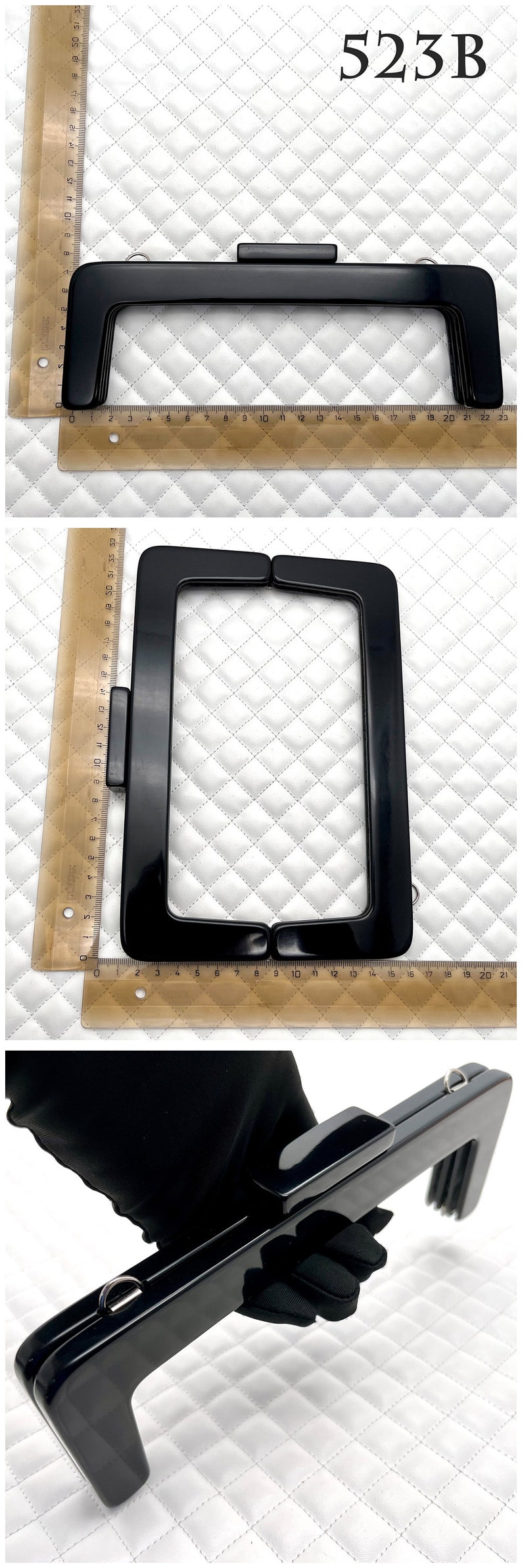 Resin Rectangle Purse Frame: Screw-in Clutch Bag Replacement (8 3/4" X ...