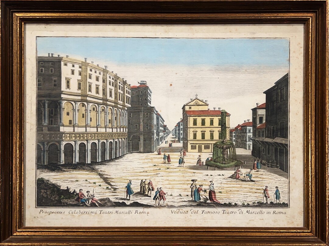Antique 1700s Engraving “veduta Del Famoso Teatro Di Marcello in Roma ...