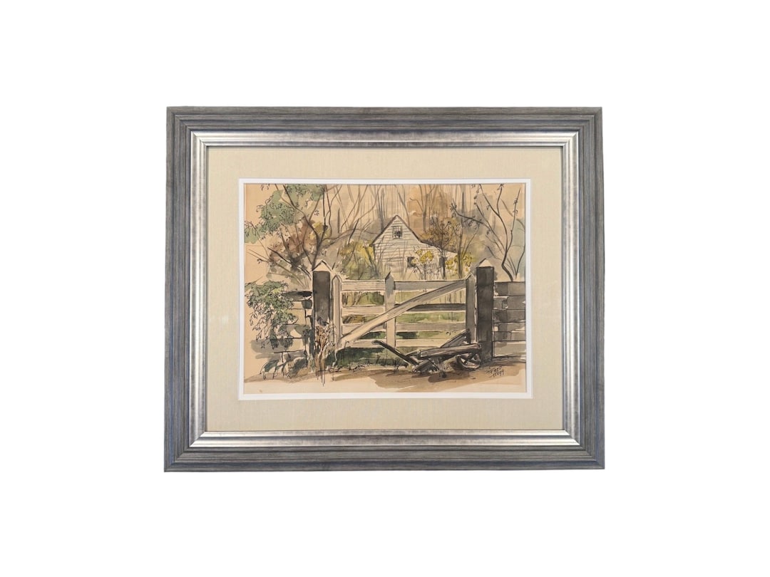 Fred Hogg Watercolor Painting: Vintage Pennsylvania Farm Scene 1930s ...