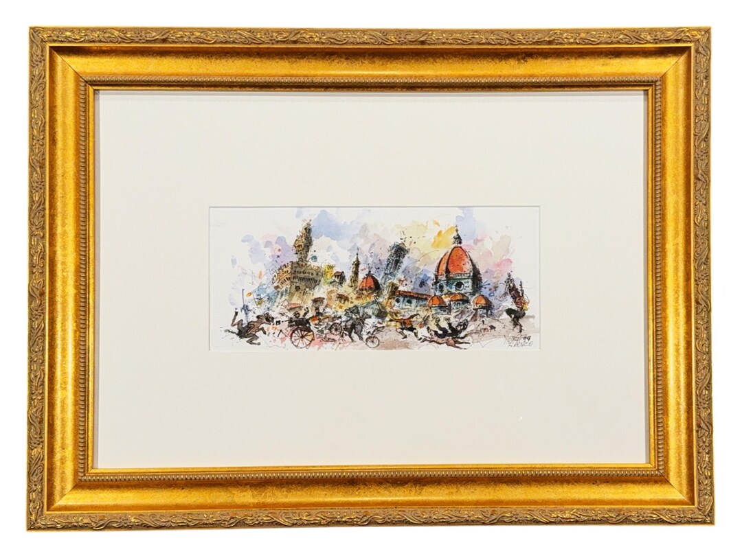 Framed 1999 Original Watercolor “firenze” by Yousif Obaid – Italian ...