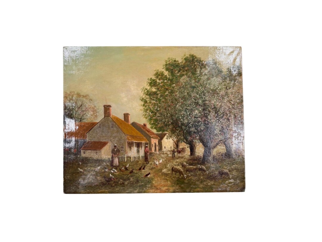 Original Oil Painting by Wesley Webber – Pastoral Farm Scene – 27” X 23 ...