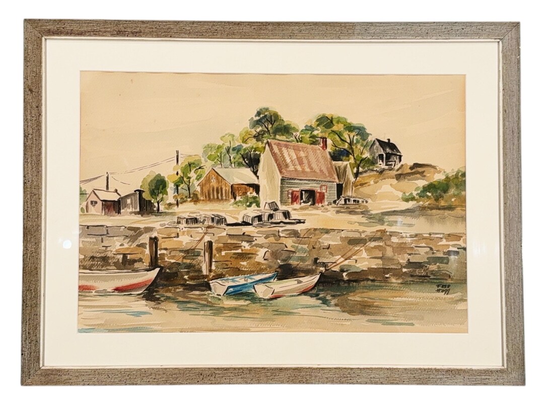 Fred Hogg Watercolor Painting: Vintage Pennsylvania Harbor Scene - Etsy