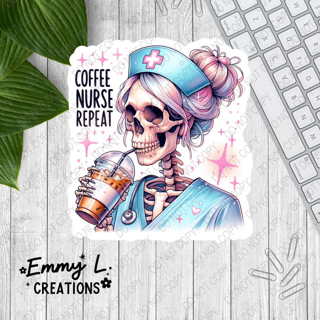 Coffee Nurse Repeat Sticker, Laptop Decal, Kindle Sticker, Nursing ...