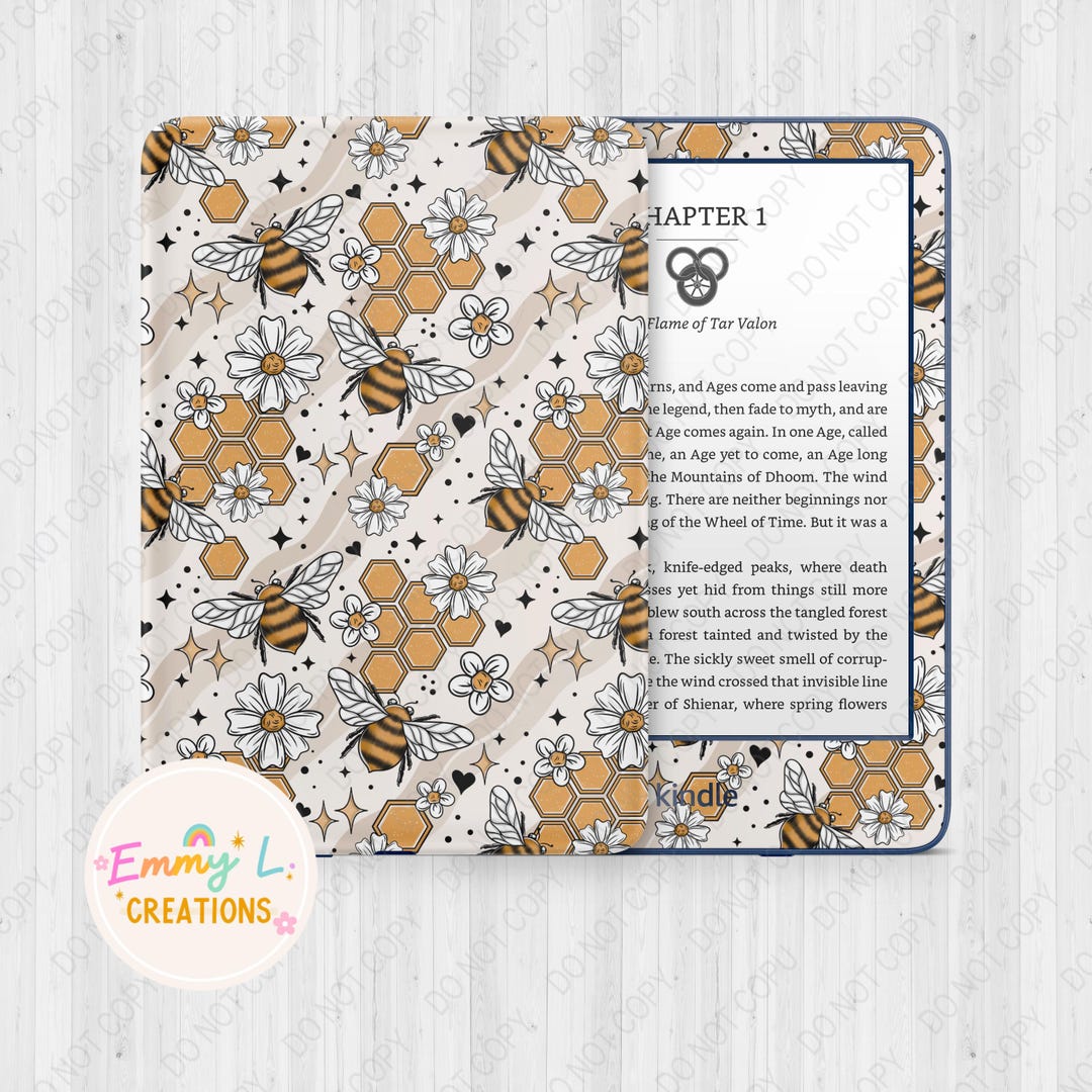 Floral Honey Bees Vinyl Wrap, Kindle Skin, Kindle Wrap, Kobo Libra ...