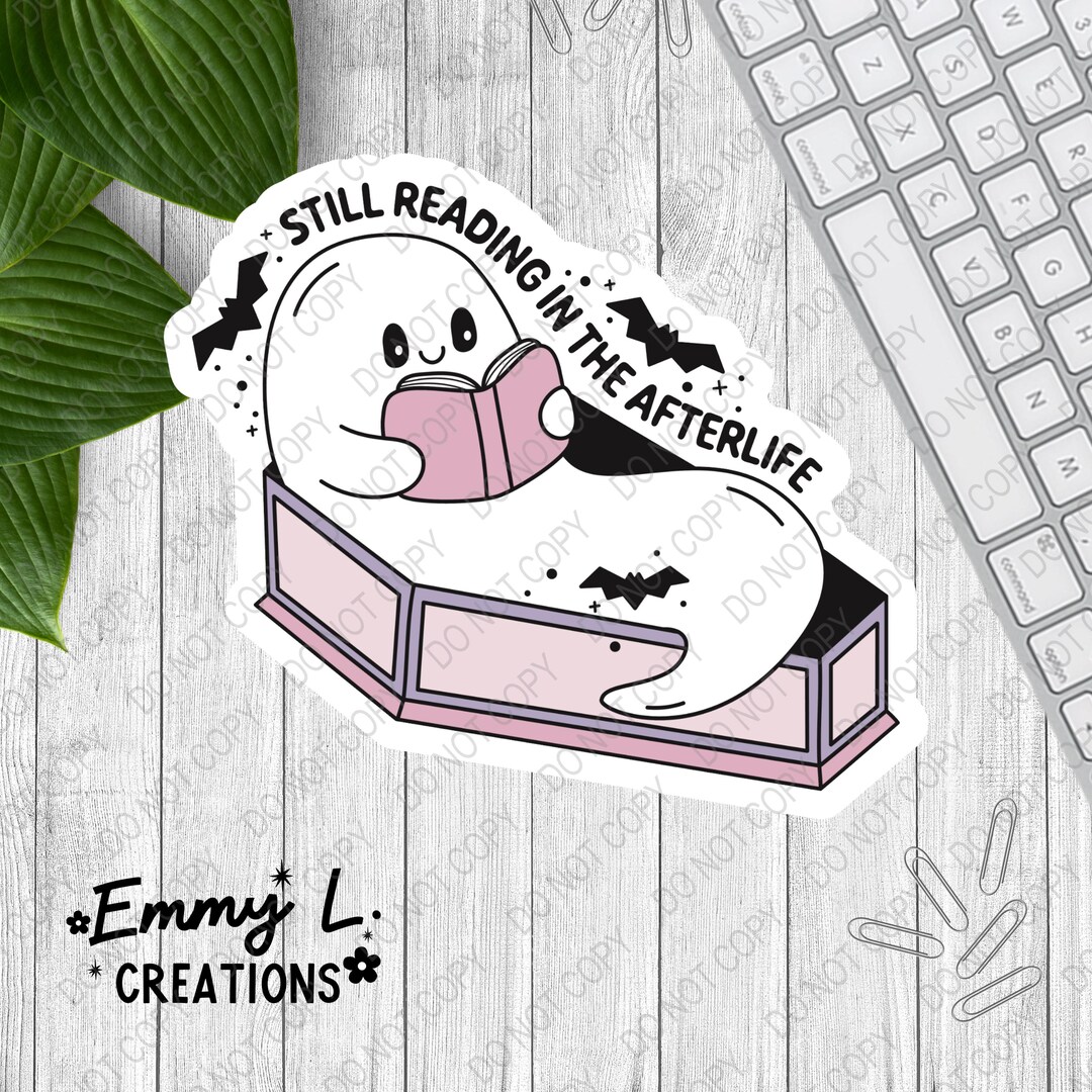 Reading in the Afterlife Sticker, Casket Sticker, Laptop Decal, Kindle ...