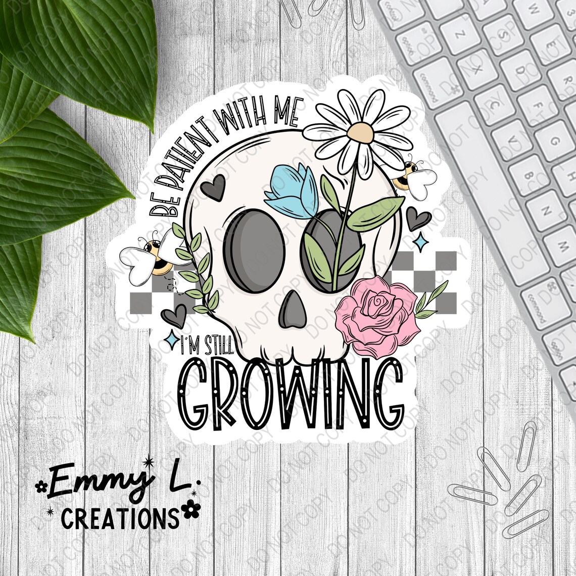 Still Growing Sticker, Laptop Decal, Kindle Sticker, Skull Decal, Water ...
