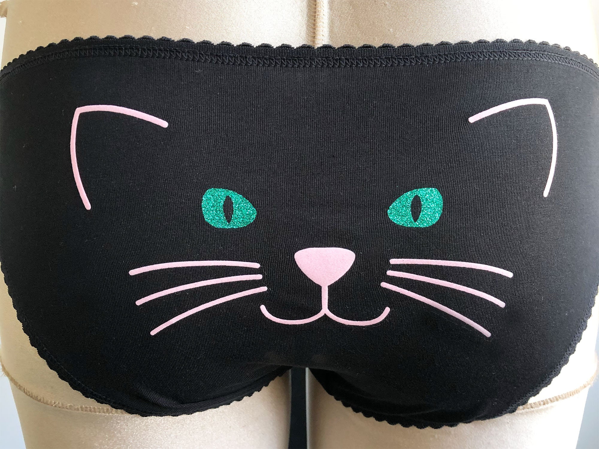 Cat Pants. Black Cotton Briefs With Cat Face Print. - Etsy UK