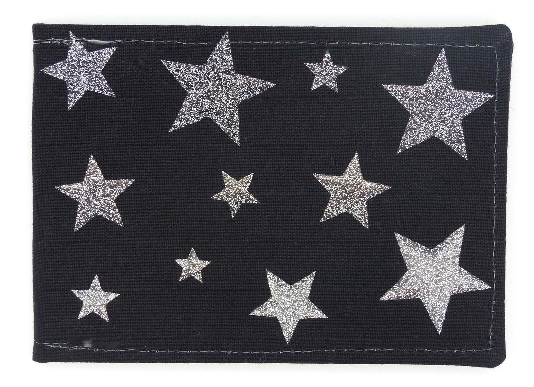 Silver Glitter Star Card Holder: Hand Printed Travel Wallet - Etsy
