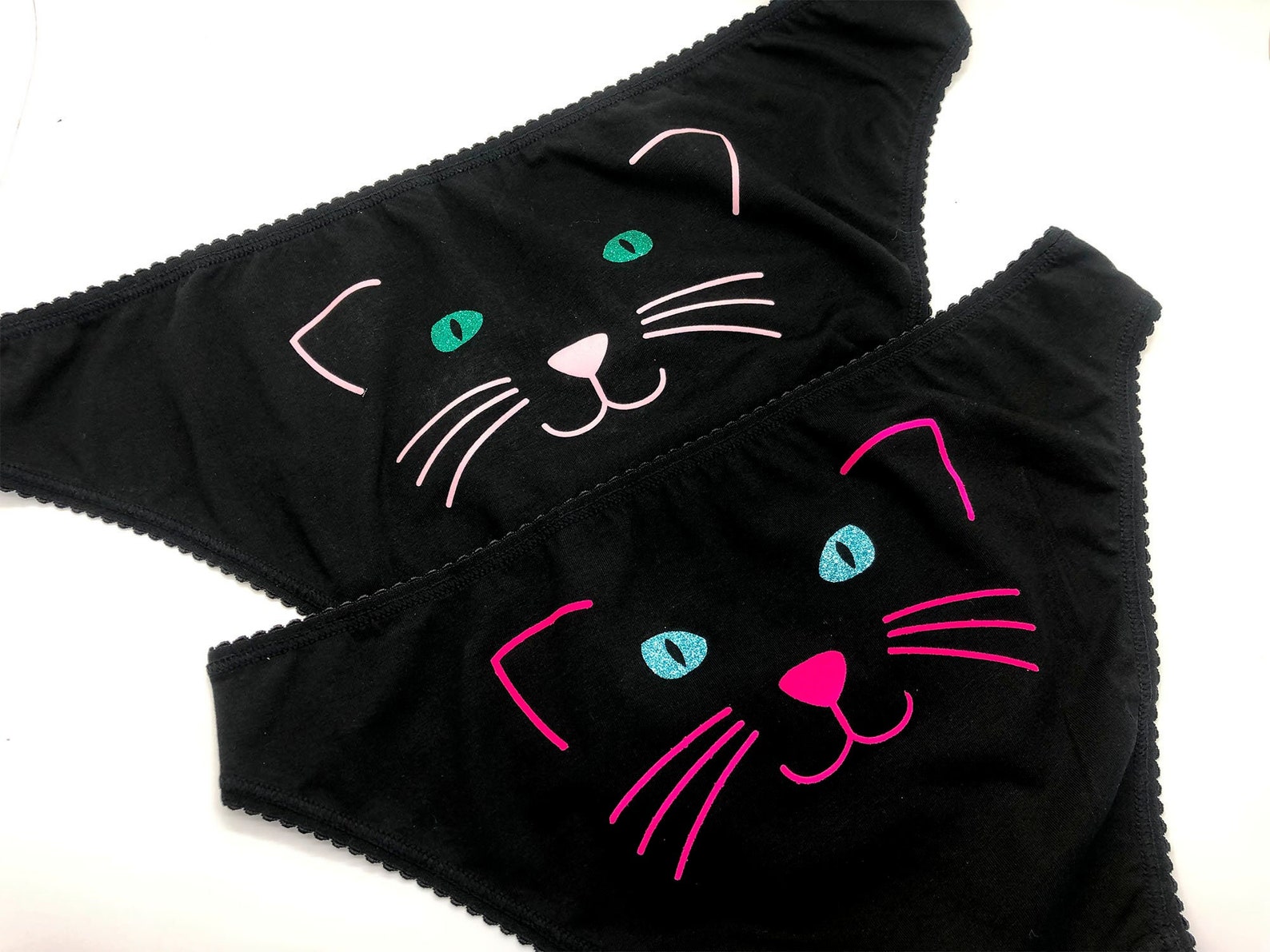 Cat Pants. Black Cotton Briefs With Cat Face Print. - Etsy UK