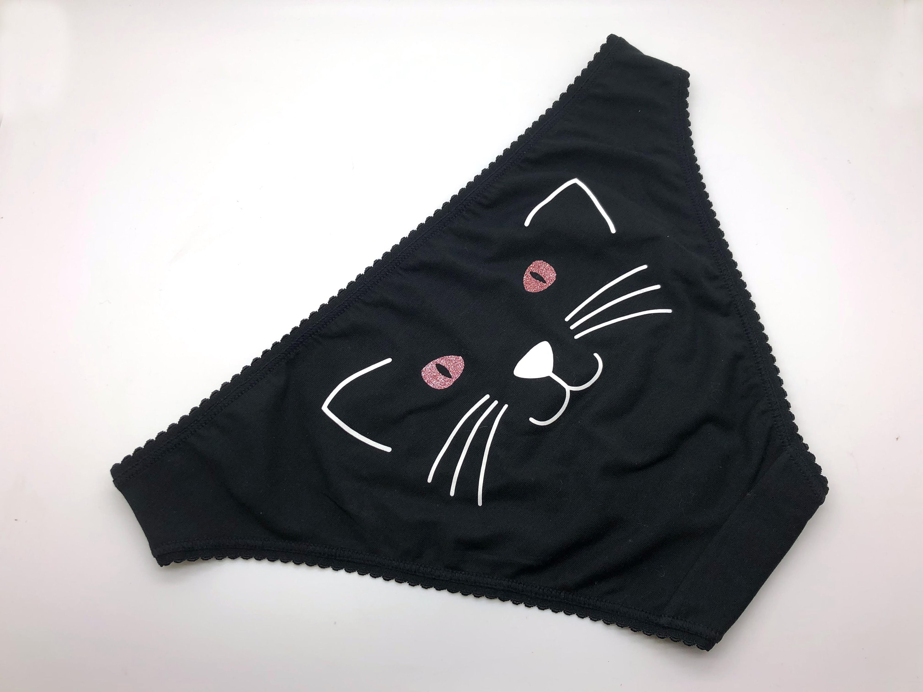 Cat Pants. Black Cotton Briefs With Cat Face Print. - Etsy UK
