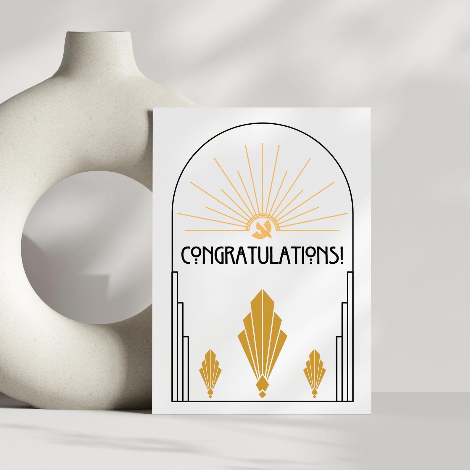 Congratulations Card, Art Deco, Instant Download, Printable Card ...