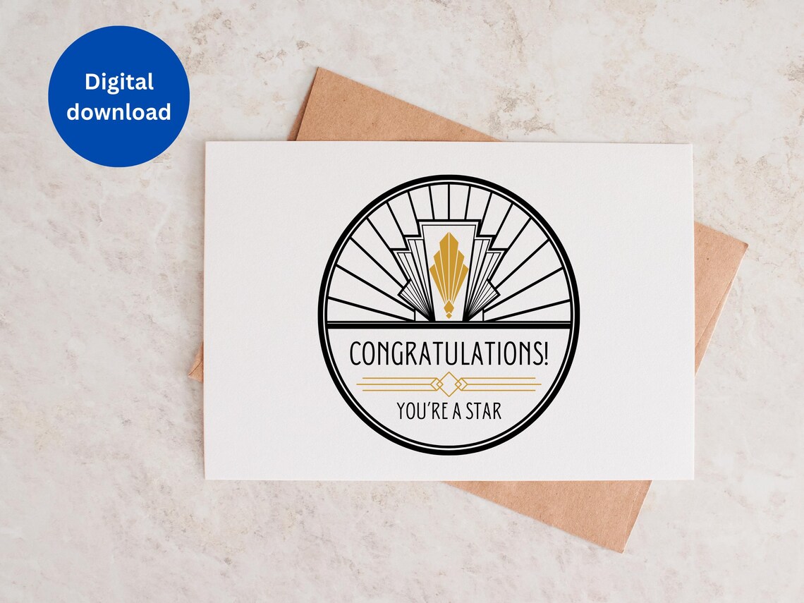 Art Deco Congratulations Card: Printable Celebration (digital Download ...