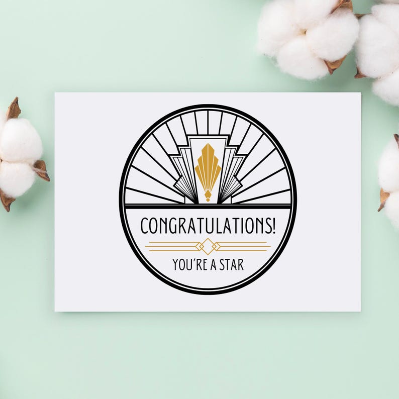 Congratulations Card, Art Deco, Classic, Digital Download, Instant ...
