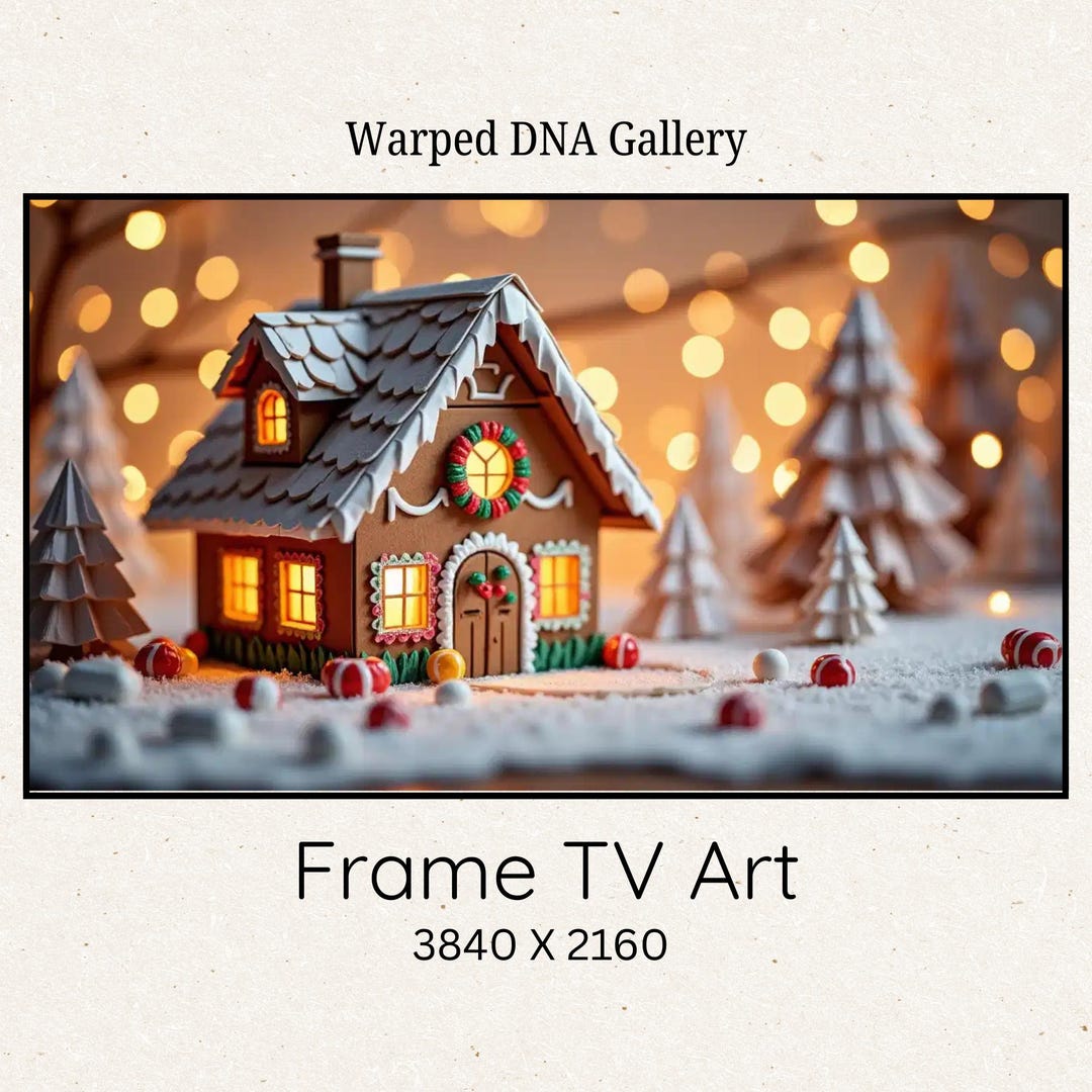 Gingerbread House Frame TV Art | Christmas Cottage Printable (digital ...