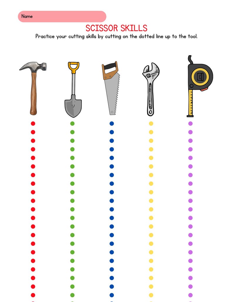 Construction Scissor Skills Printable Bundle for Preschool & Toddler ...