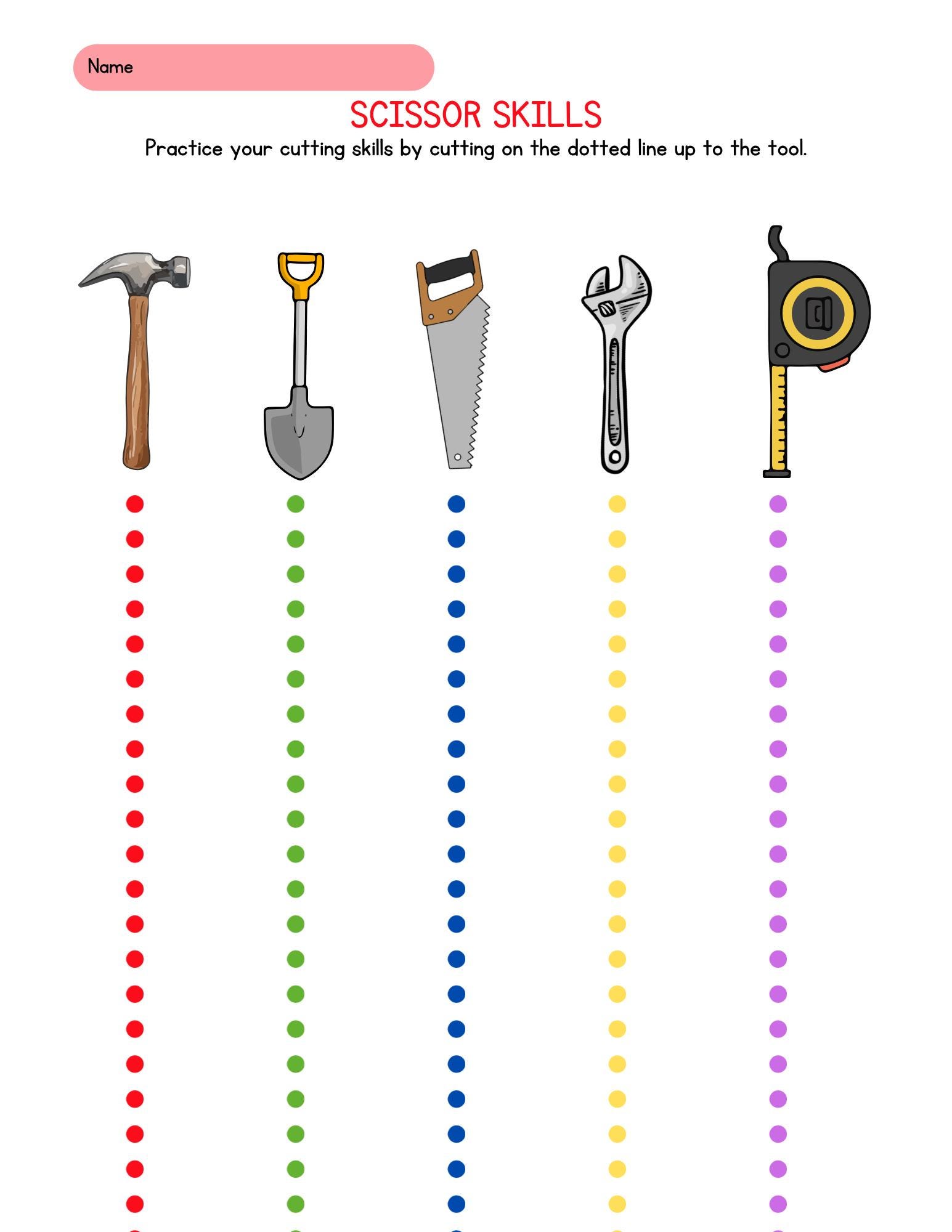 Construction Scissor Skills Printable Bundle for Preschool & Toddler ...