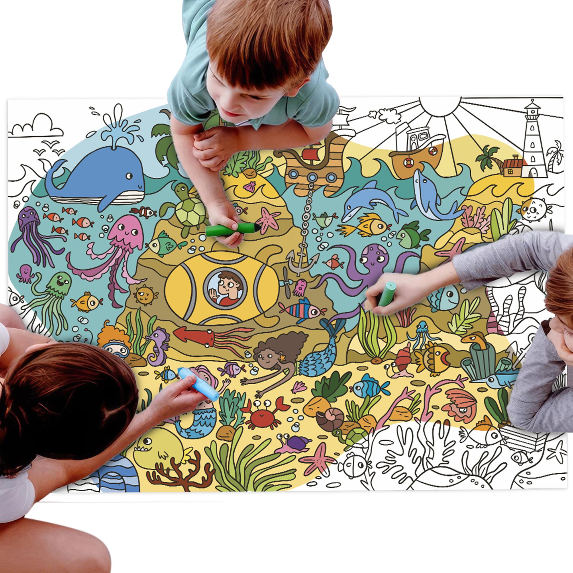 Under the Sea Giant Coloring Poster - 43.3 X 31.4" Large Coloring ...