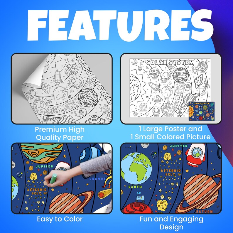 Outer Space Giant Coloring Poster - 43.3 X 31.4" Large Coloring Poster ...
