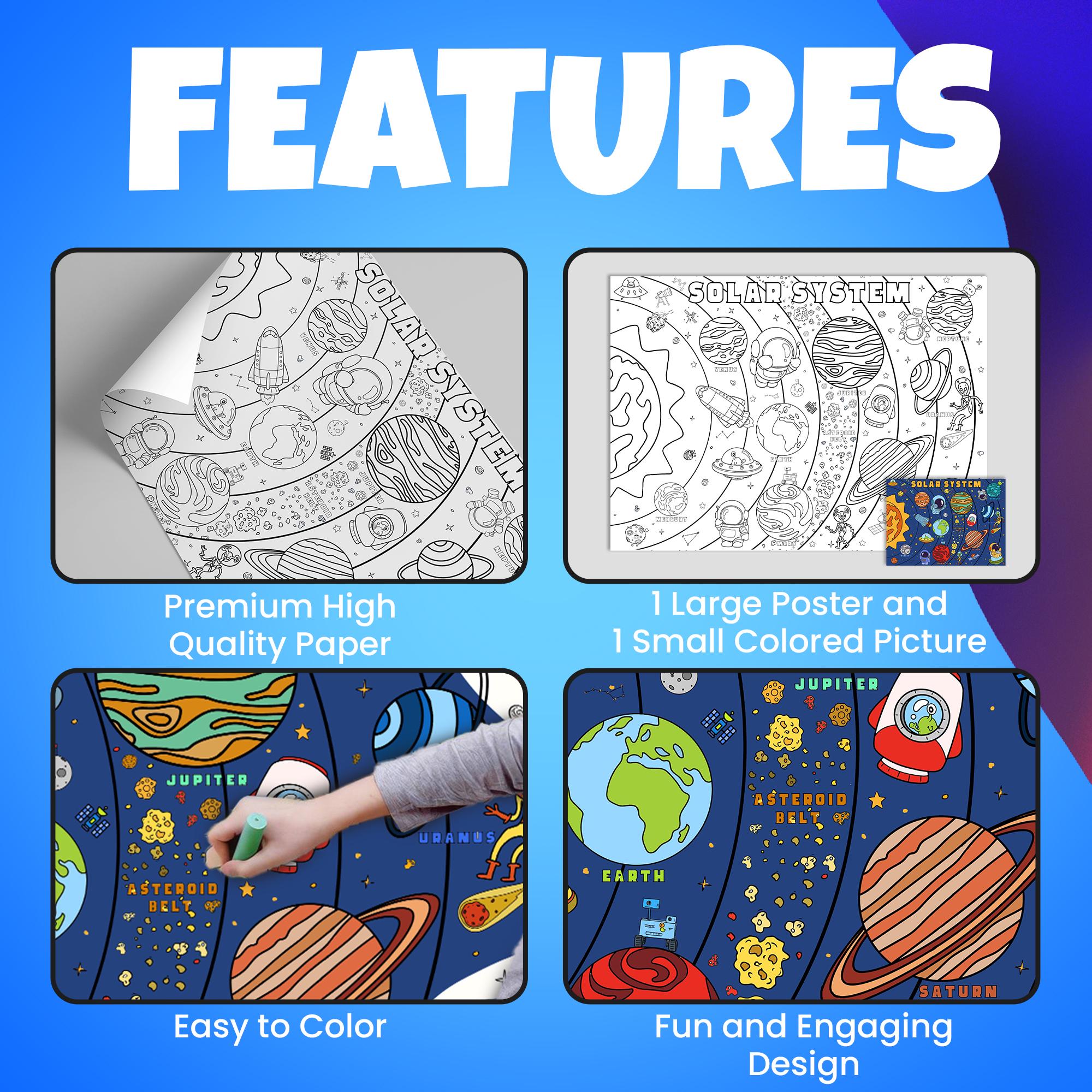 Outer Space Giant Coloring Poster - 43.3 X 31.4" Large Coloring Poster ...
