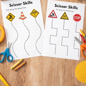 Construction Scissor Skills Printable Bundle for Preschool & Toddler ...