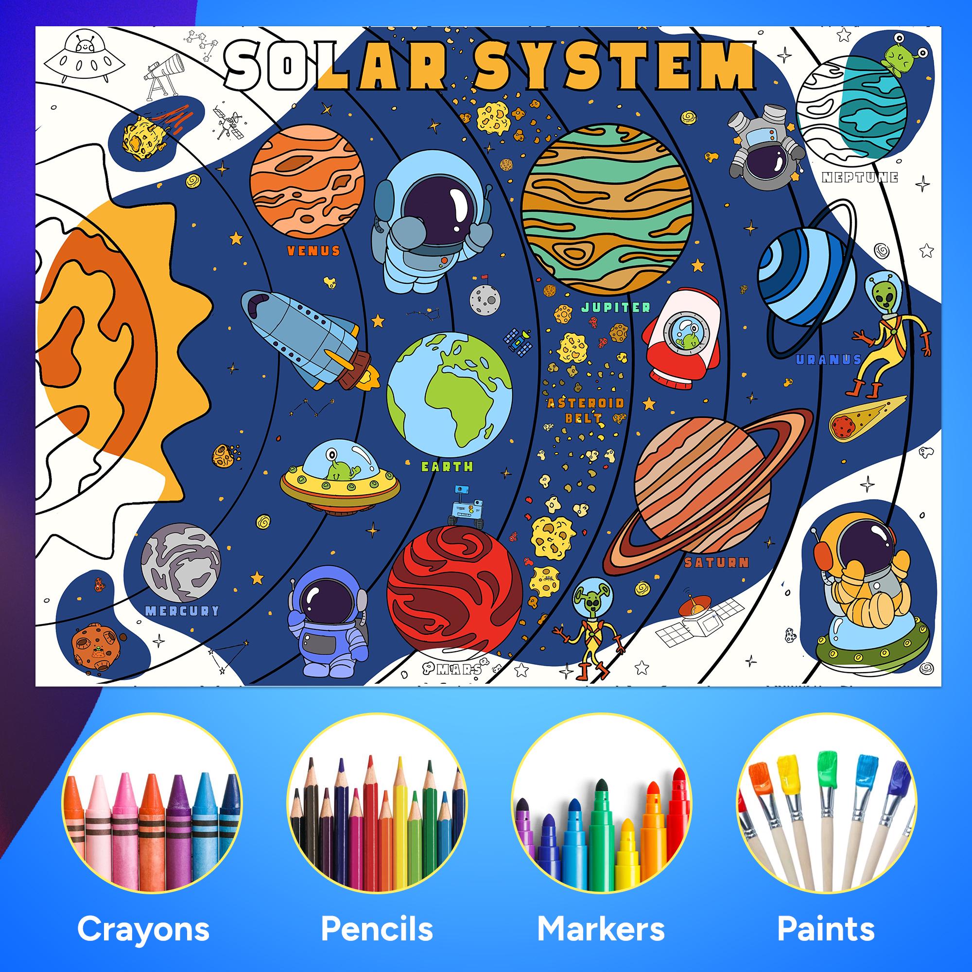 Outer Space Giant Coloring Poster - 43.3 X 31.4" Large Coloring Poster ...