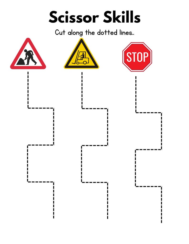 Construction Scissor Skills Printable Bundle for Preschool & Toddler ...
