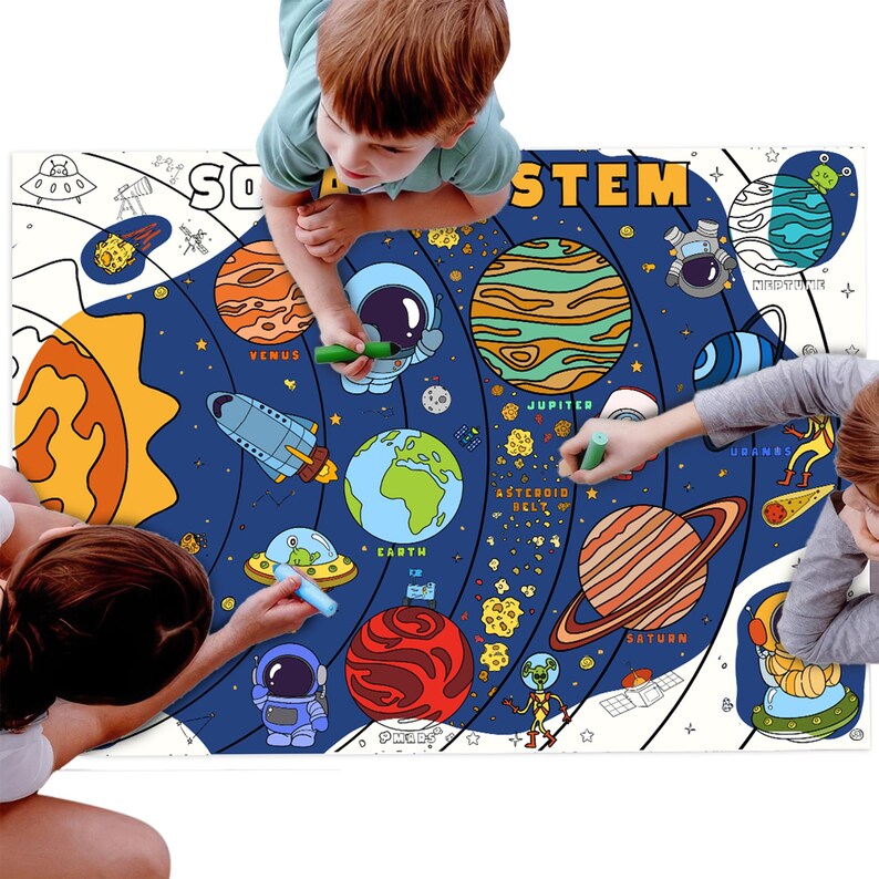 Outer Space Giant Coloring Poster - 43.3 X 31.4" Large Coloring Poster ...