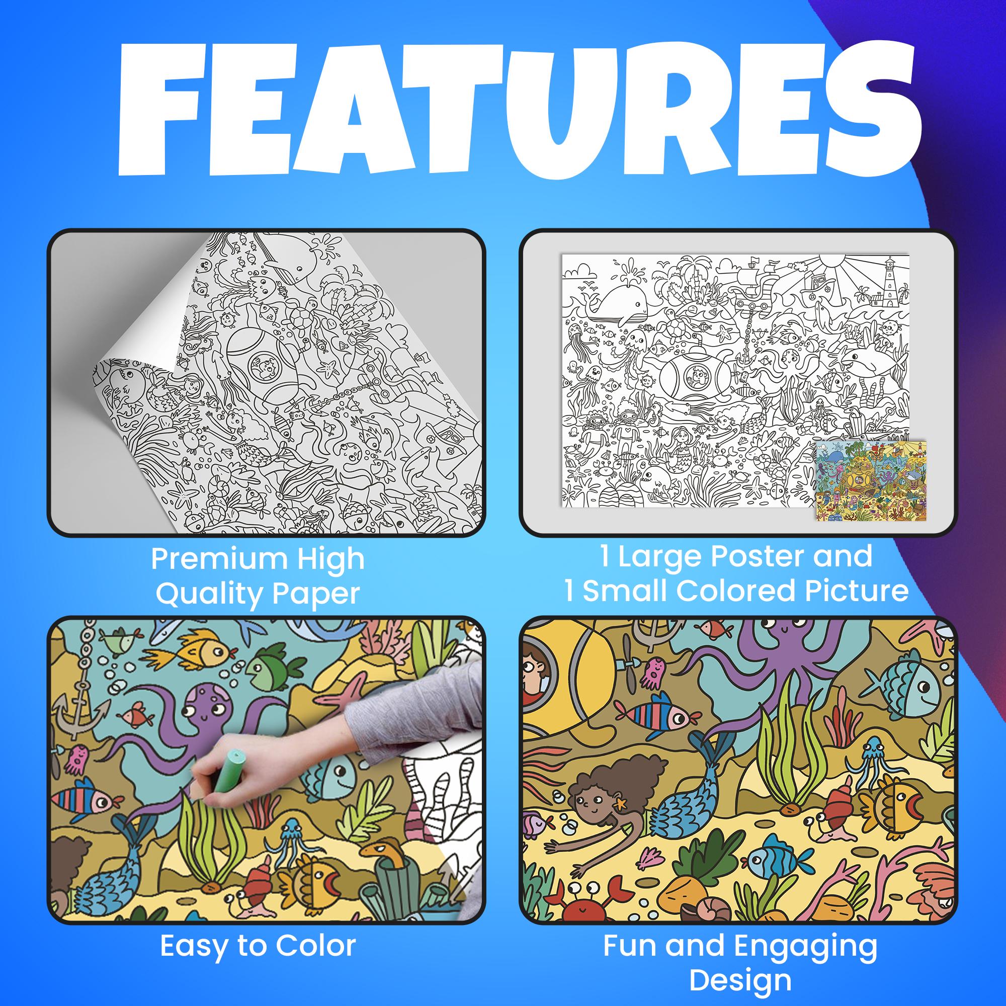 Under the Sea Giant Coloring Poster - 43.3 X 31.4" Large Coloring ...