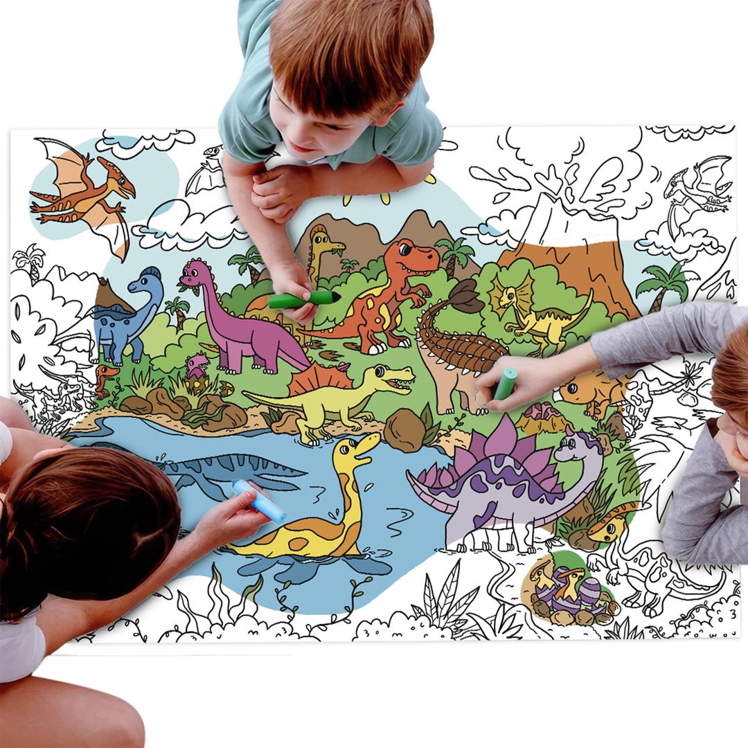 Dinosaur Giant Coloring Poster - 43.3 X 31.4" Large Coloring Poster for ...