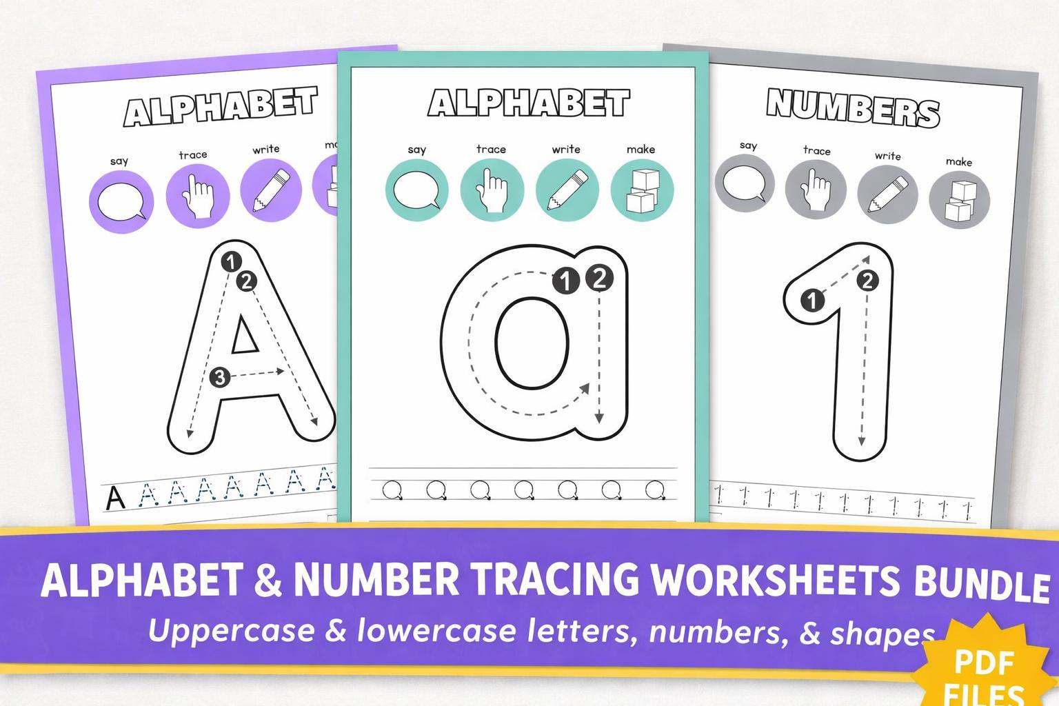 87 Page Alphabet + Number Tracing Worksheets Bundle | Uppercase ...