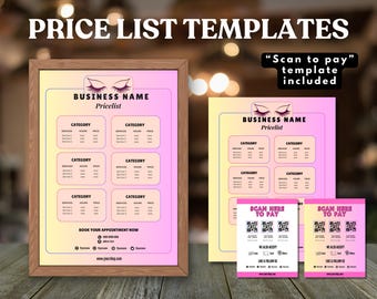 Small Business Price List Template DIY Price List Template Canva Editable Price List Template - Etsy