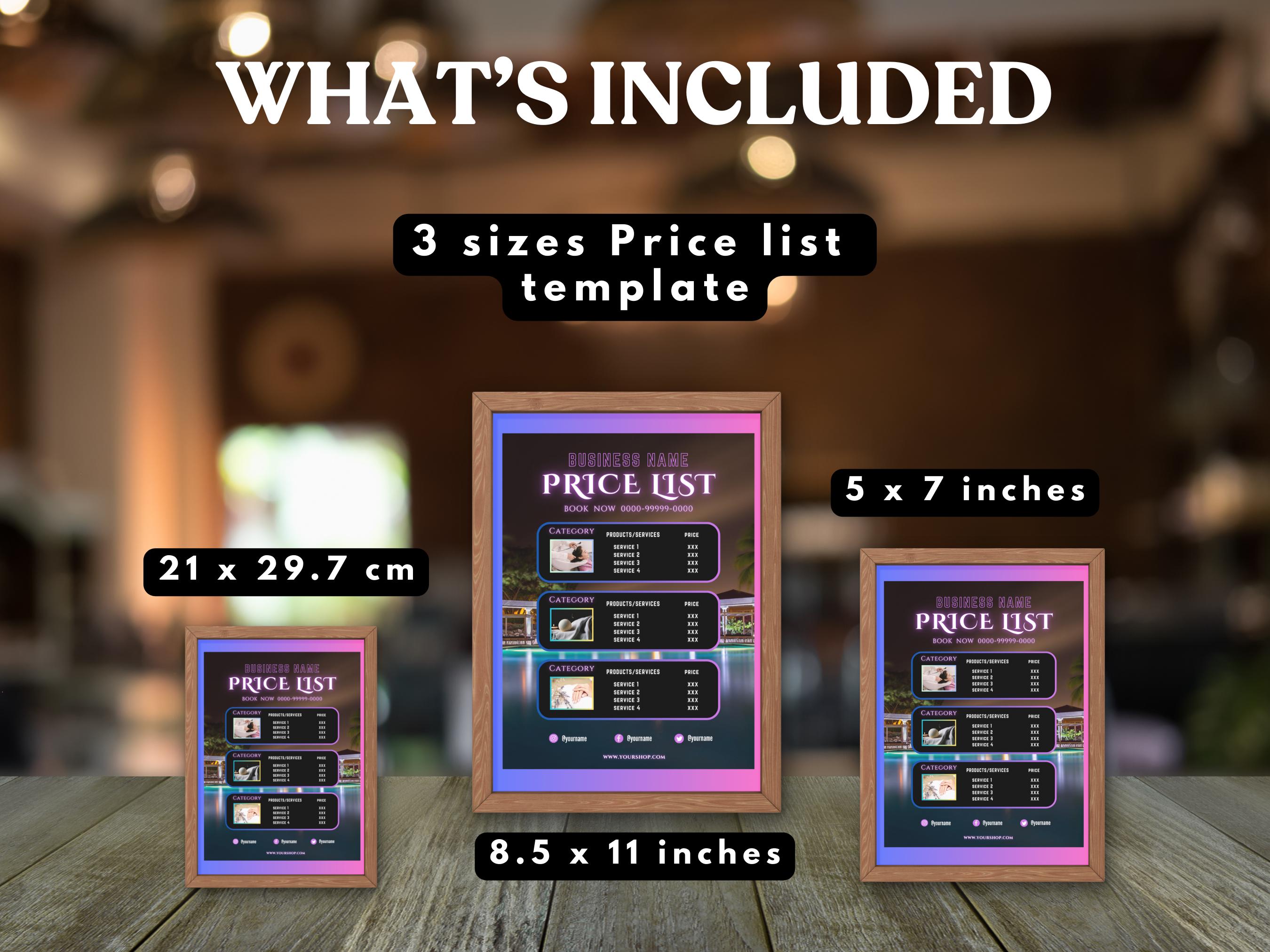 Canva Editable Price List Template, Small Business Price List Template ...