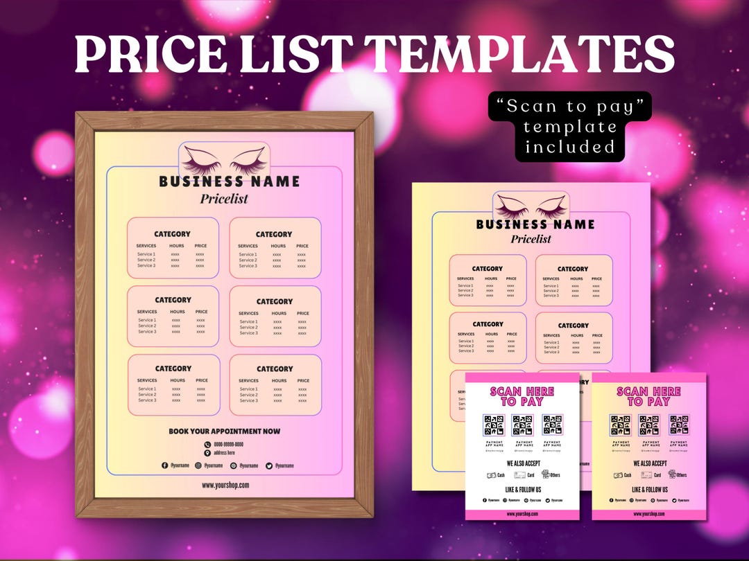 Small Business Price List Template DIY Price List Template Canva Editable Price List Template ...