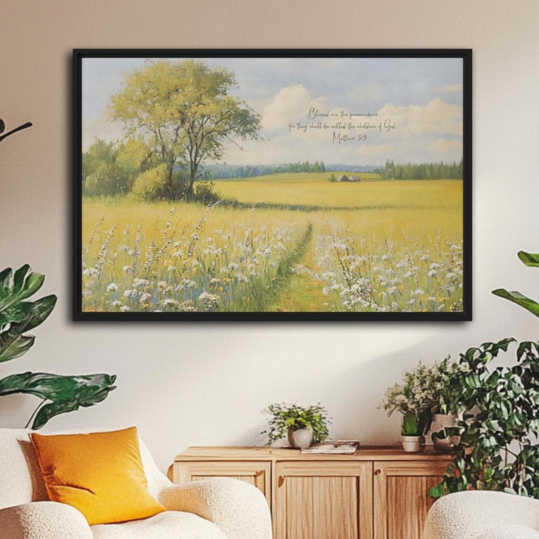 Framed Christian Beatitudes Wall Art Canvas Print Biblical Home Decor ...