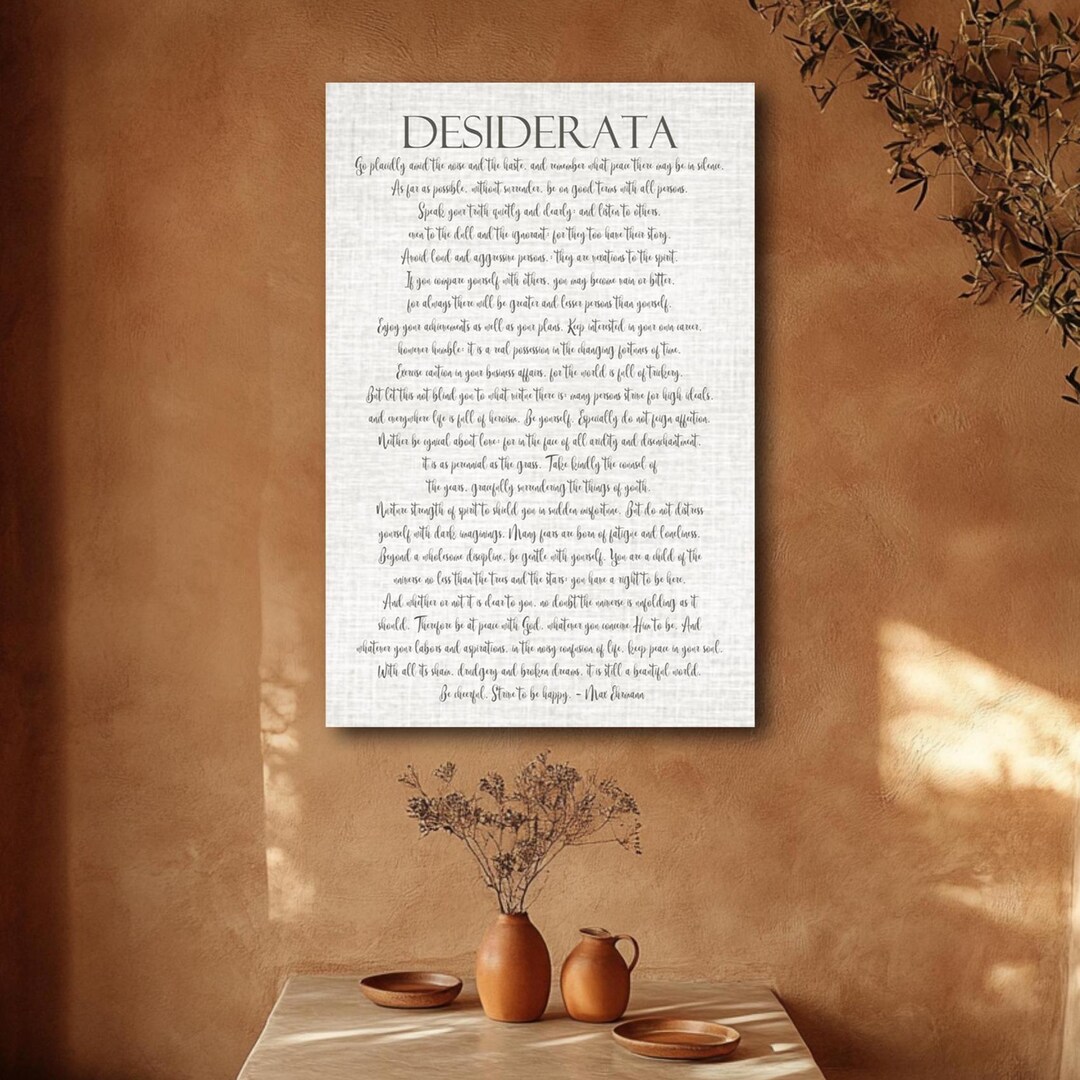 Desiderata Poem Print Max Ehrmann Home Decor Inspirational Words ...