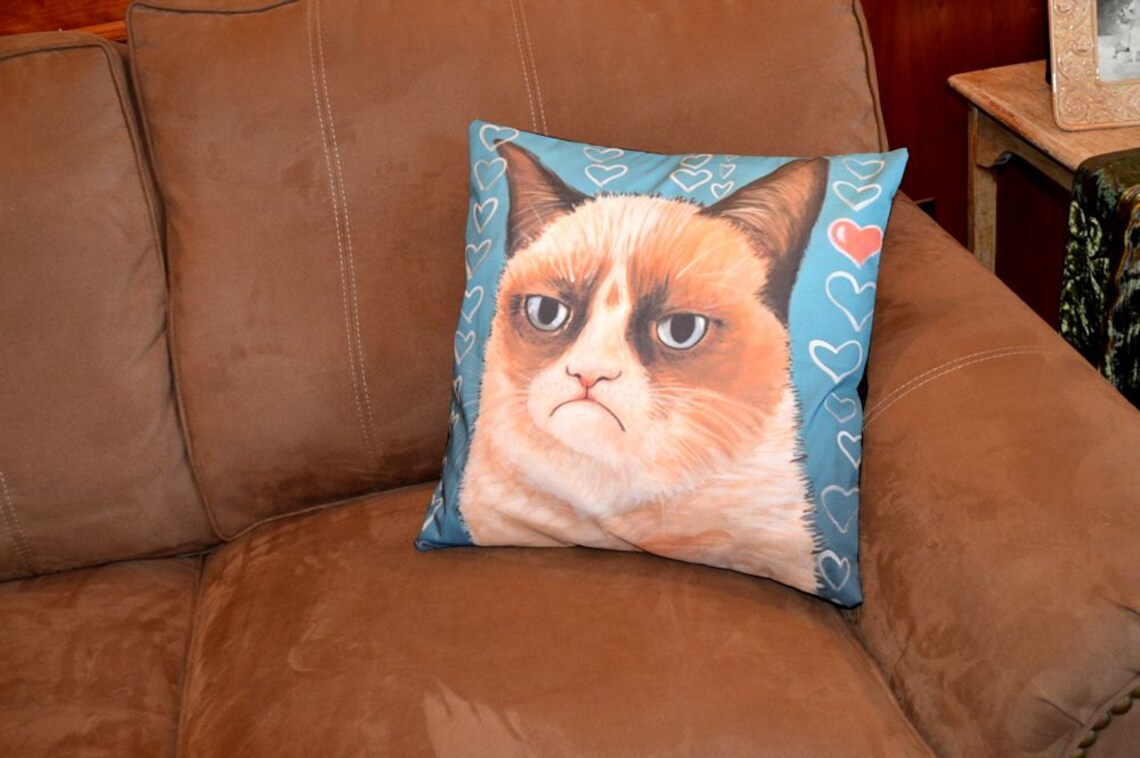 Grumpy Cat Decorative Throw Pillow Cover .... From My Original - Etsy