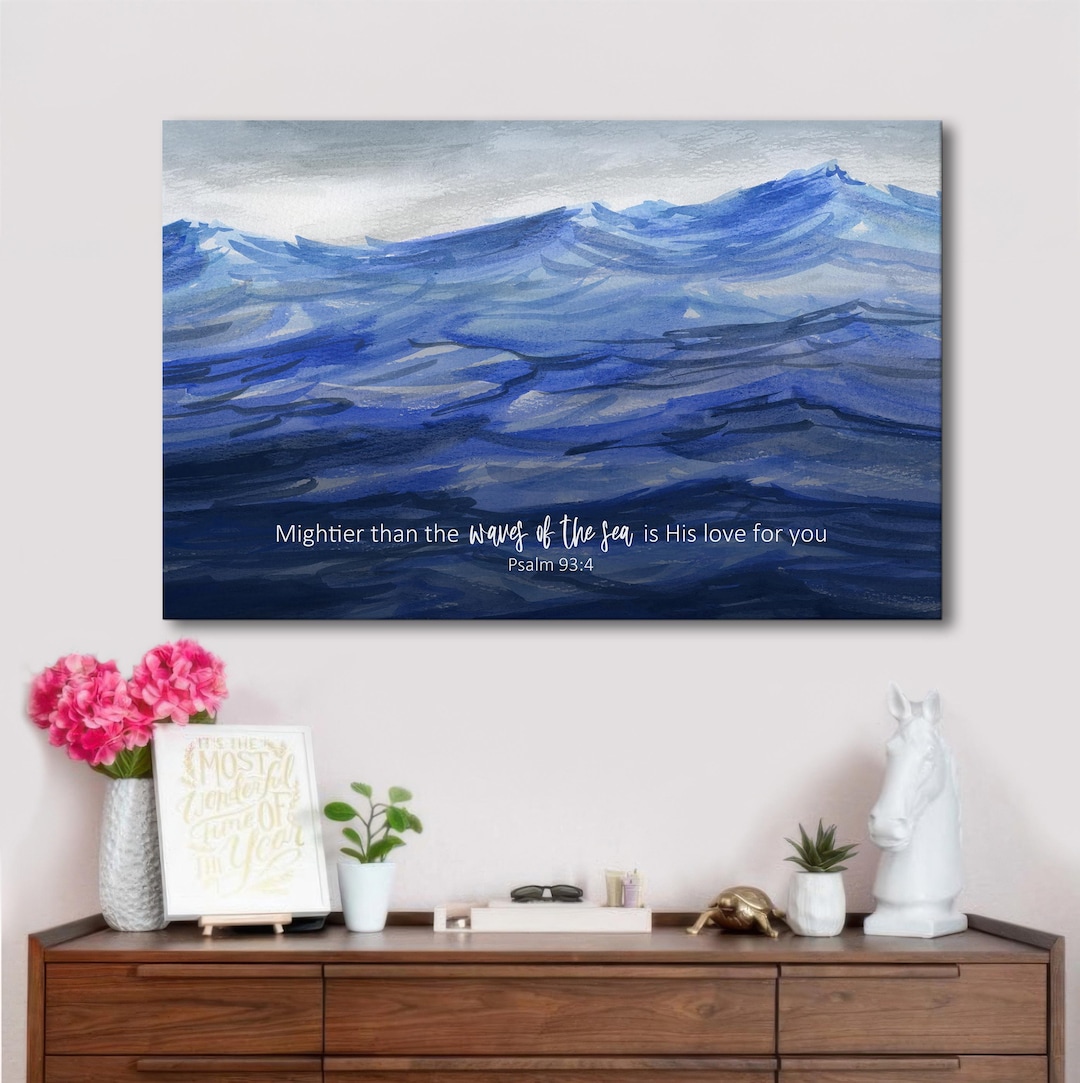 Bible Verse Print Mightier Than the Waves of the Sea Art Coastal ...