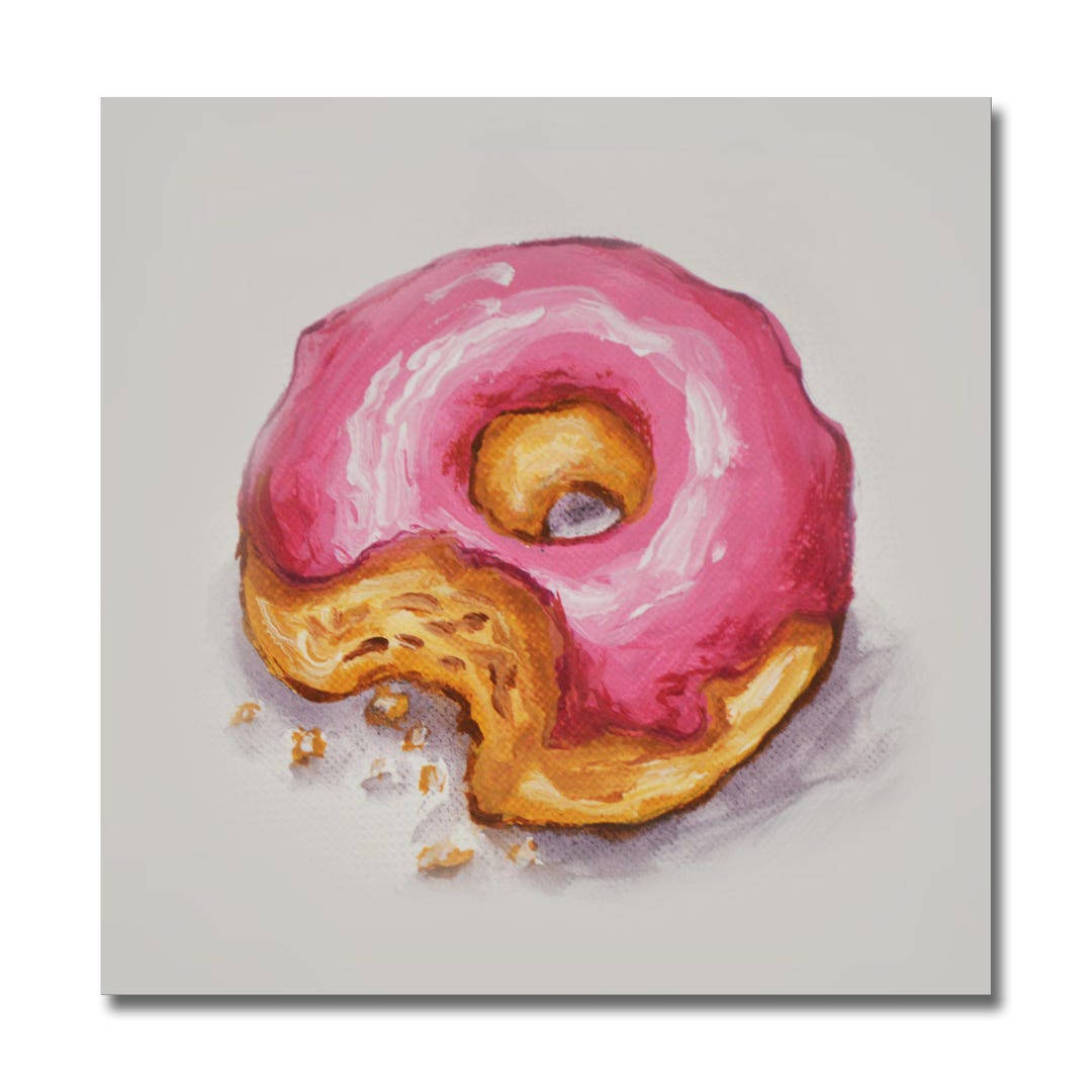 Pink Donut Painting on Canvas Contemporary Kitchen Dining Room Dorm ...