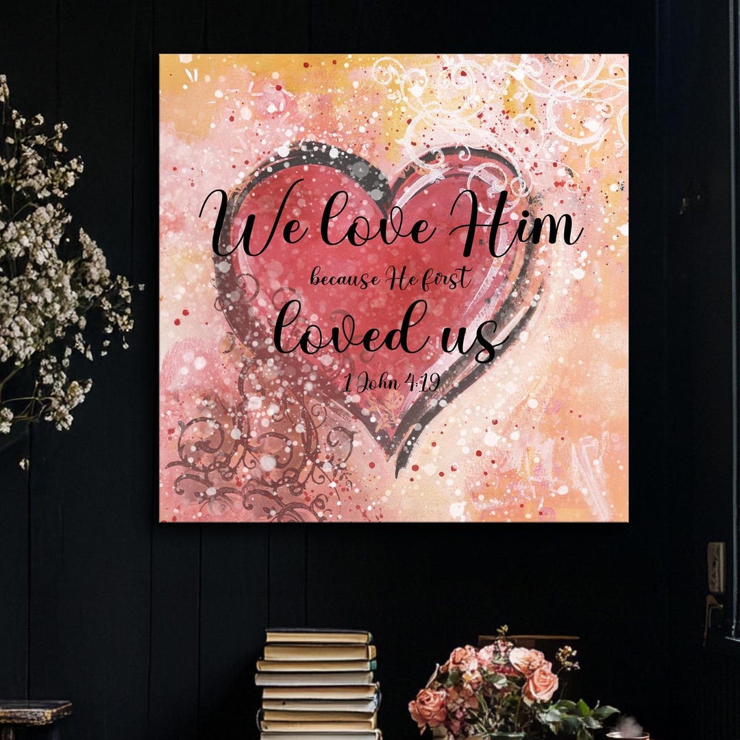 Rustic Bible Verse Love Wall Sign, 1 John 4 Valentine's Day Watercolor ...